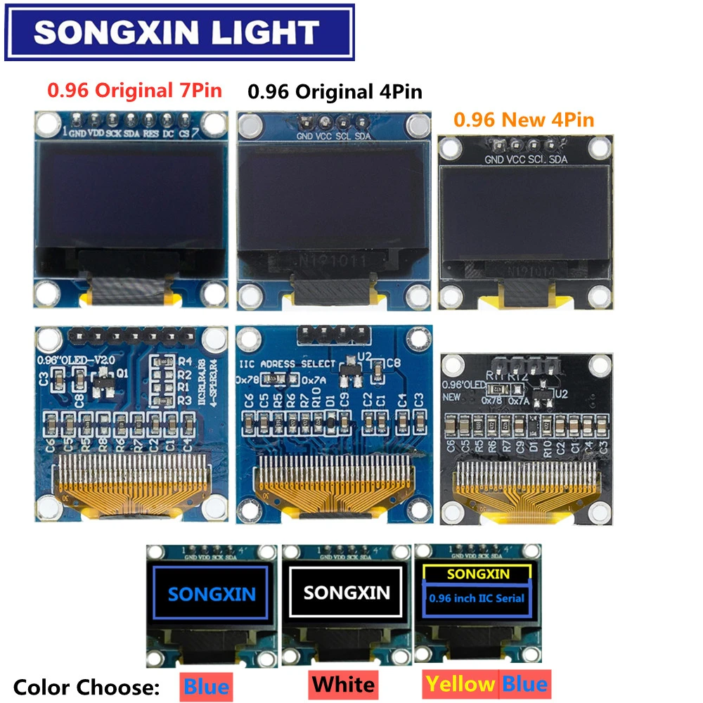 New Product 0.96 Inch Oled Iic White/yellow Blue/blue 12864 Oled ...