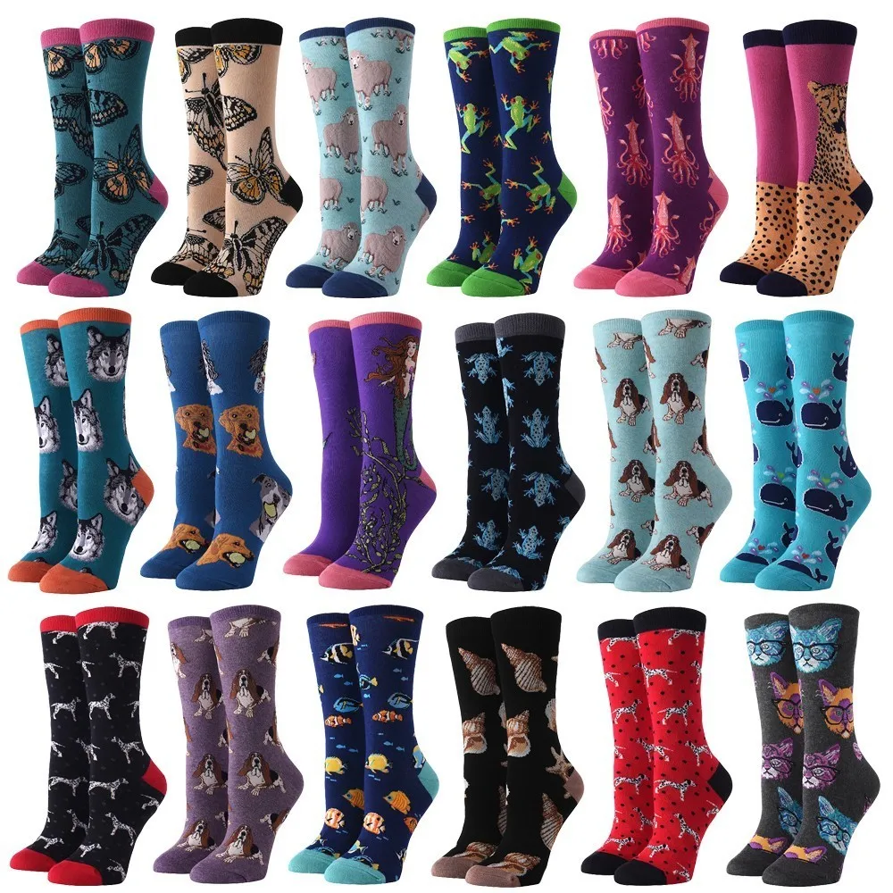 Happy Socks Women Funny Cartoon Animal Printed Personality Design ...