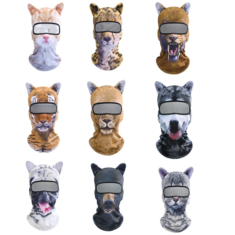 2024-New-Halloween-Cat-Dog-Balaclava-Cover-Realistic-Animal-Face-Mask ...