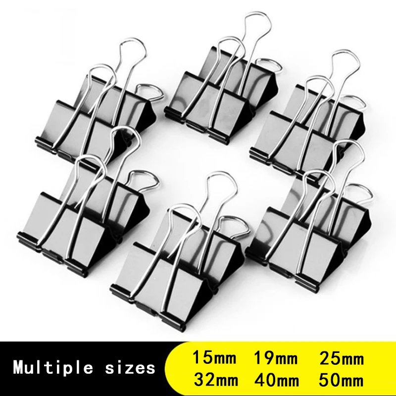 10PCS metal Paper Clip 19 25 32 41 51mm Foldback Metal Binder Clips ...