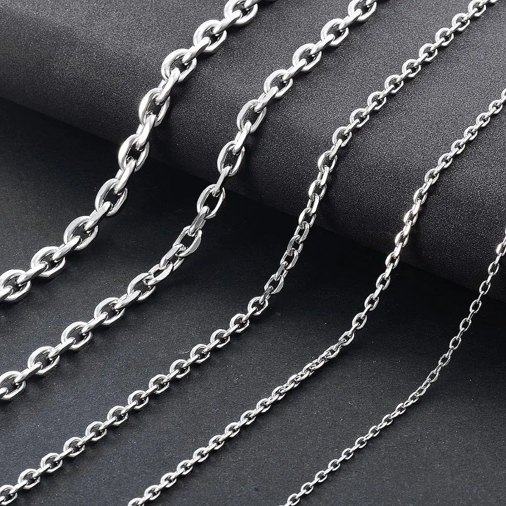 Stainless Steel Silver Color O Shape Chain Necklace 1.6mm / 2.4mm / 3mm ...
