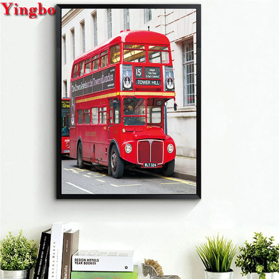 Diy Diamond Painting British Booth Bus Big Ben London Street View Cross ...