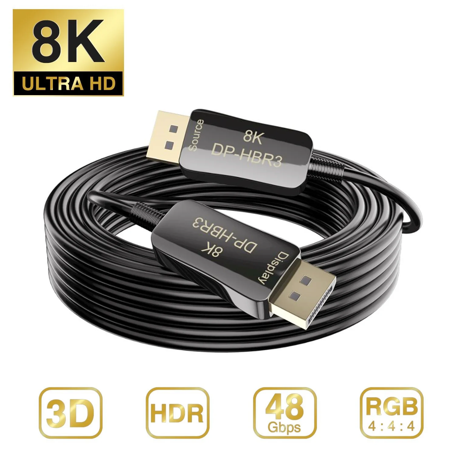 Fiber 8K 4K DisplayPort Cable DP 1.4 HBR3 8K@60Hz 4K@144Hz High Speed ...