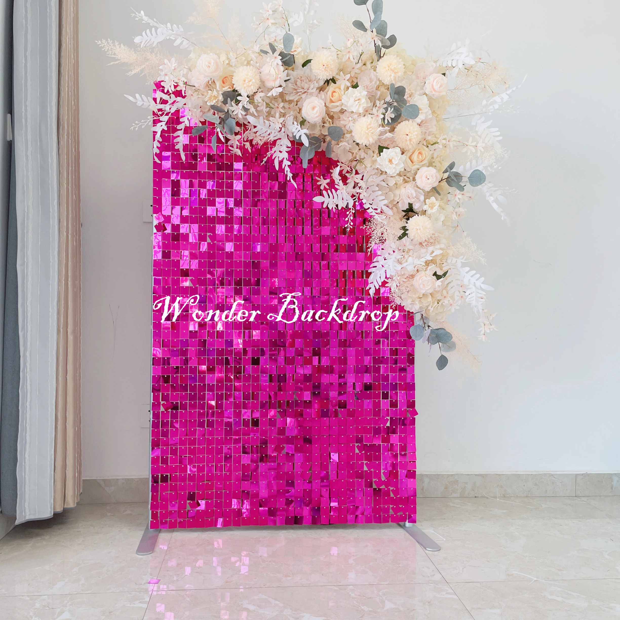 hot-sale-sequin-panels-backdrop-in-hot-pink-shimmer-wall-for-a-sweet-16 ...