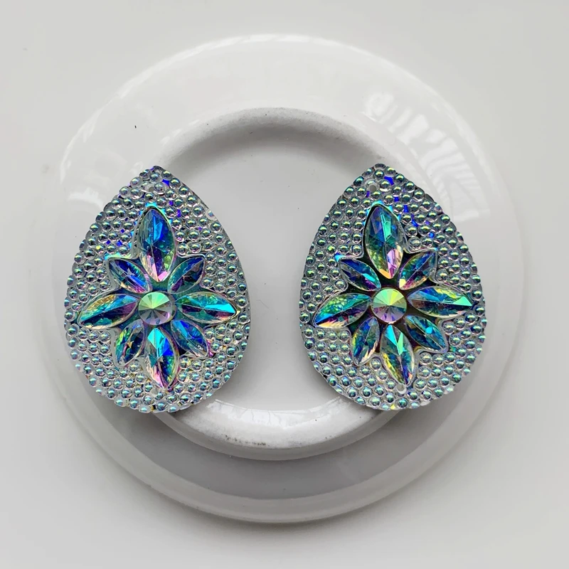 6pcs White AB Flatback Resin Rhinestone For wedding decoration sew on ...