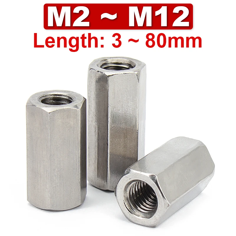 304 Stainless Steel Double Pass Hexagonal Stud M2 M3~M12 Male Female ...