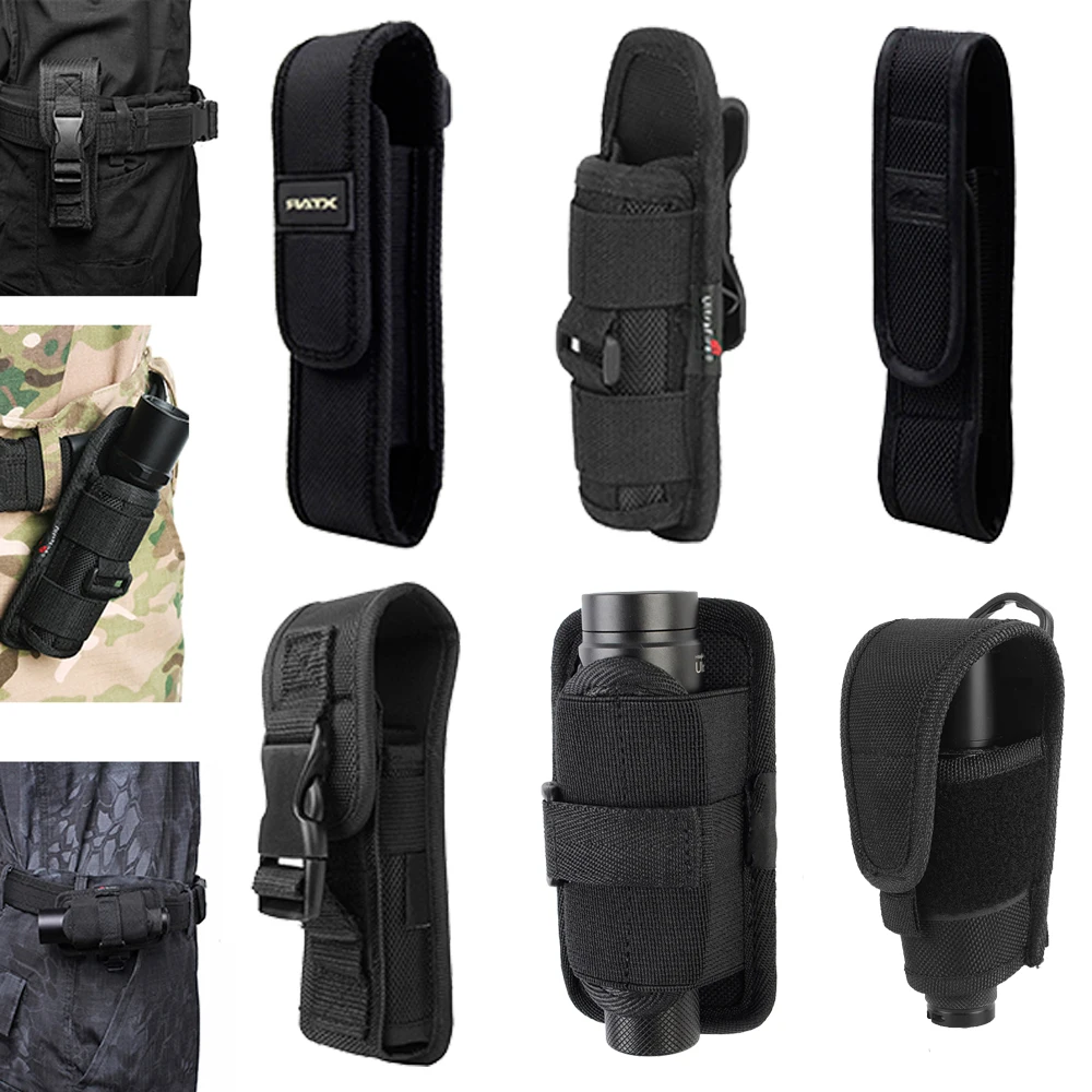 Tactical Molle Flashlight Holster Pouch Protable LED Torch Cover Case ...