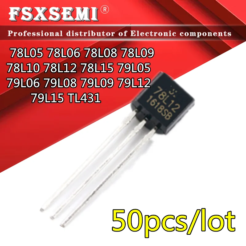 50pcs 78l05 78l06 78l08 78l09 78l10 78l12 78l15 79l05 79l06 79l08 79l09 ...