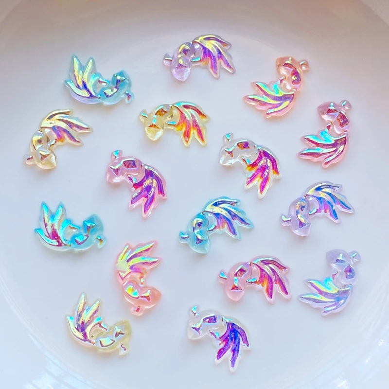 100Pcs-New-Cute-Mini-Shiny-Goldfish-Resin-Figurine-Crafts-Flatback ...