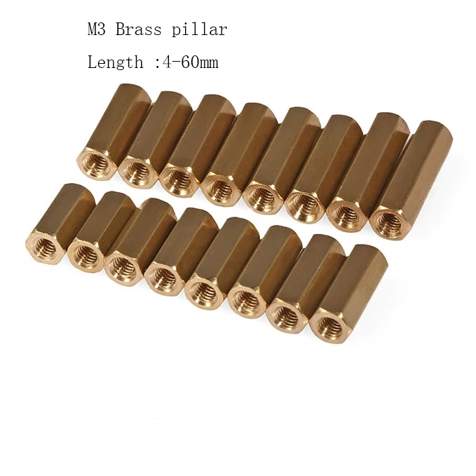 M3 Brass Spacing Screw Copper Female Connector Non-pass Length 4-60mm ...
