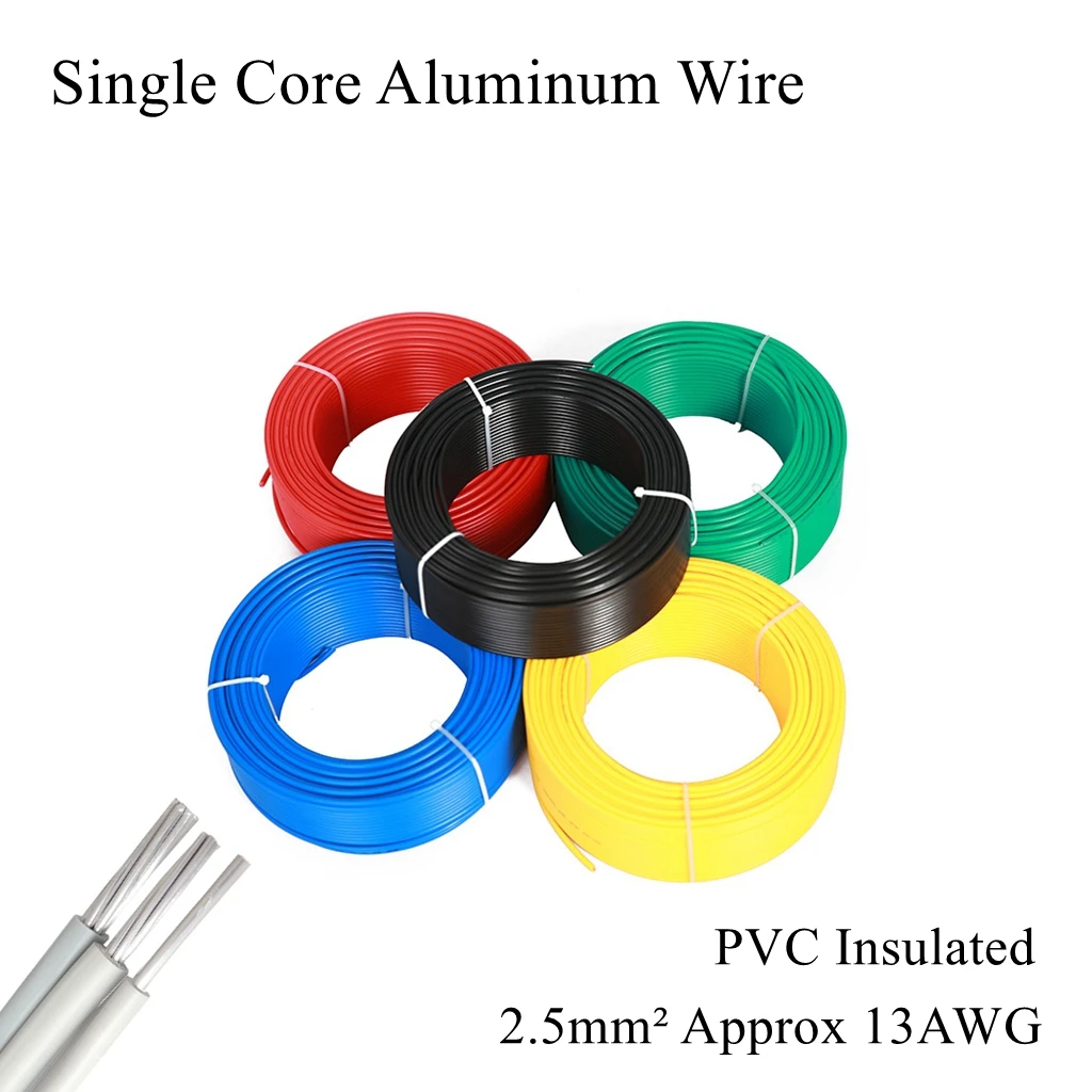 13AWG 2.5mm BLV 단일 스트랜드 알루미늄 코어 전선 솔리드 케이블 PVC 코팅 절연 하드 라인 전원 순수 난연 ...