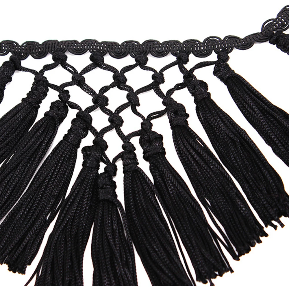 1yard Black Braided Fringe Tassel Trimming Venice Lace Ribbon Trim ...
