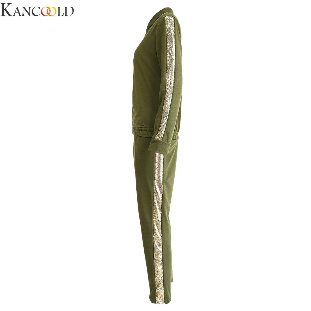 KANCOOLD, женский спортивный костюм, повседневная куртка с пайетками ...