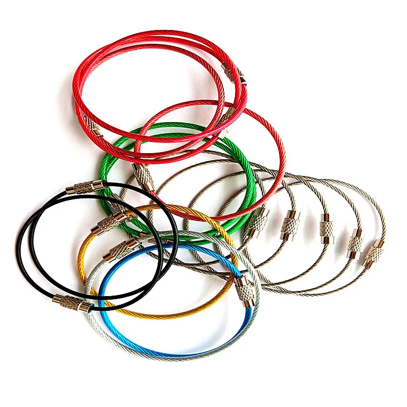 1-5mm-10-50pcs-EDC-Keychain-Tag-Rope-Wire-Cable-Loop-Screw-Lock-Gadget ...