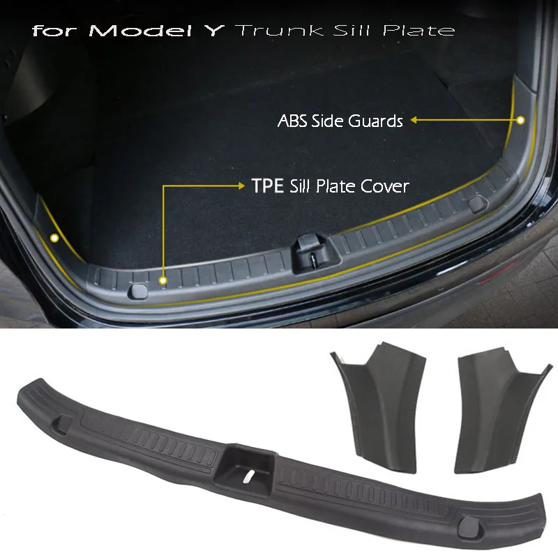 For Tesla Model Y Trunk Sill Plate Cover Tpe Rubber Protector Threshold ...