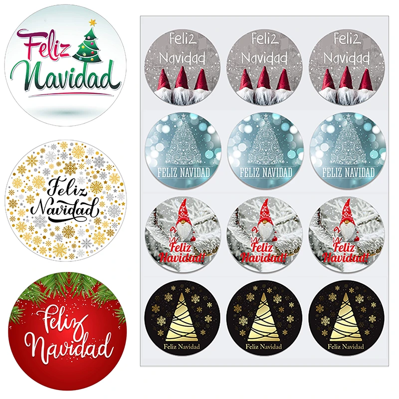 Feliz Navidad Spanish Merry Christmas Stickers Decorative Cute Gnome ...