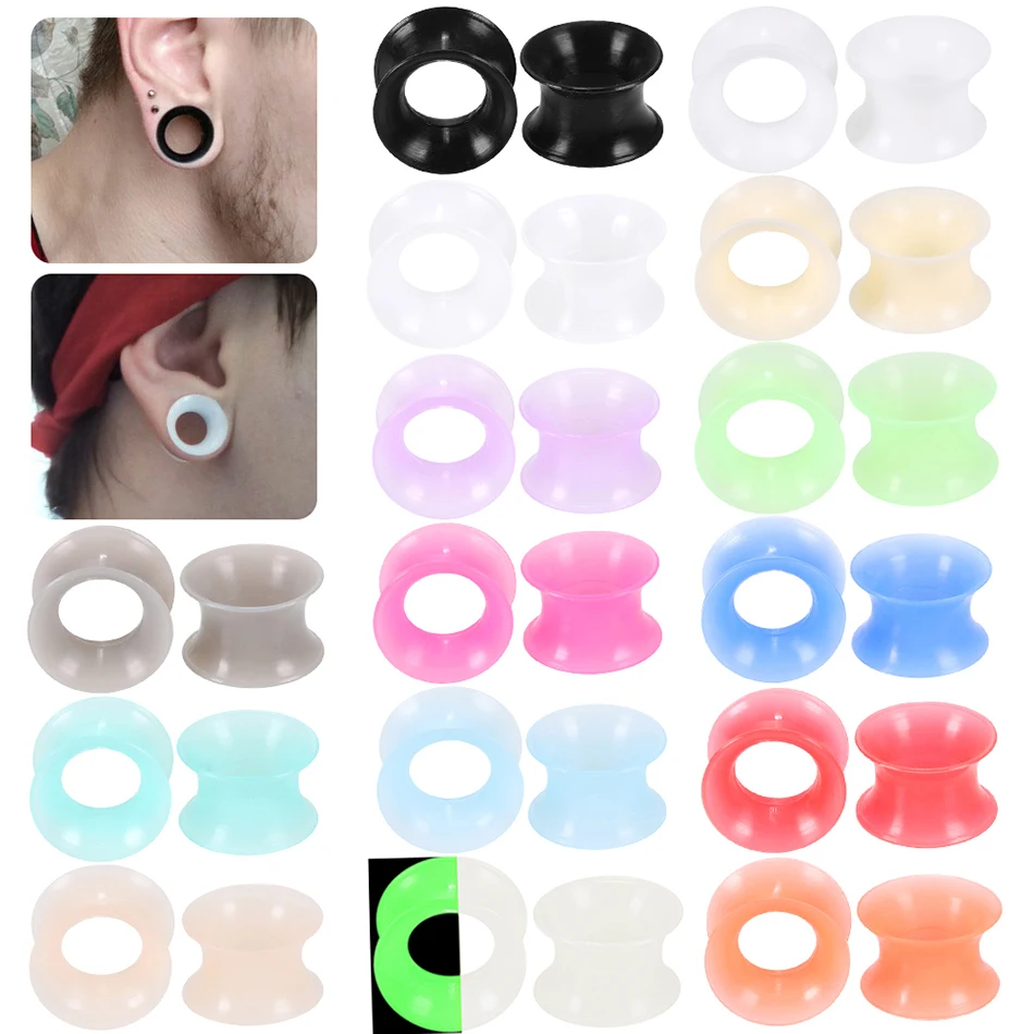 2Pcs/Lot 3-16MM Flexible Silicone Ear Plugs and Tunnels Ear Piercings ...