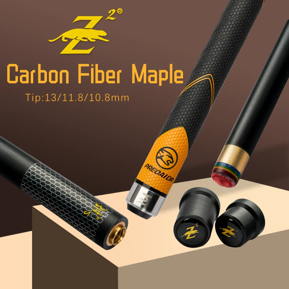 PREOAIDR-BK3-Pool-Cue-13-11-8-10-8mm-Rainbow-Tip-Carbon-Black-Maple ...