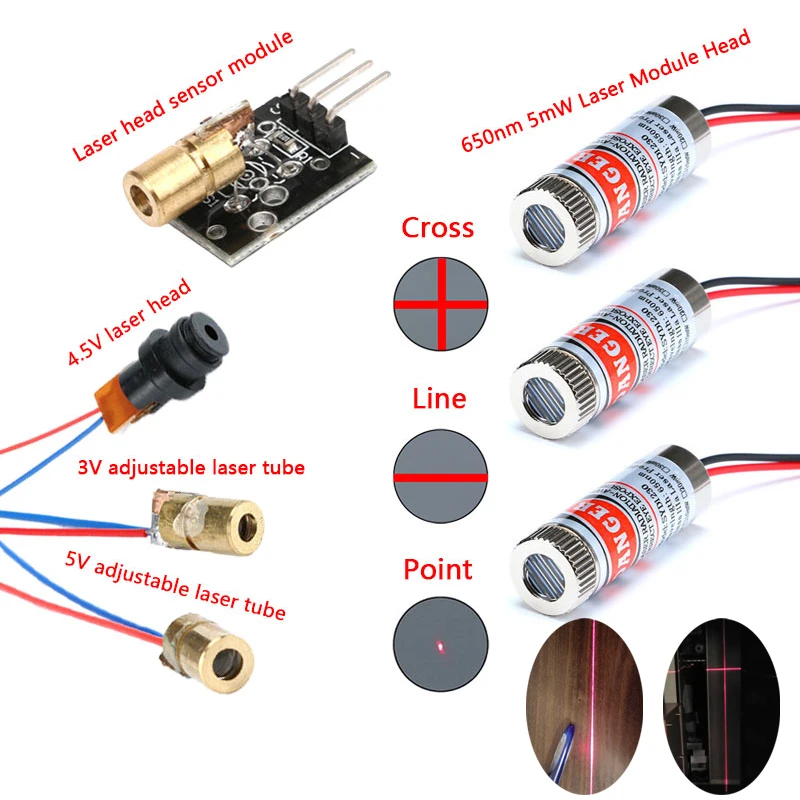 650nm 5mw Red Point / Line / Cross Laser Module Head Glass Lens ...
