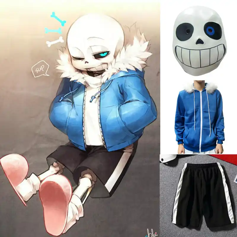 2019 Undertale Sans Cosplay Hoodies COOL SKELETON Cos Blue Coat ...