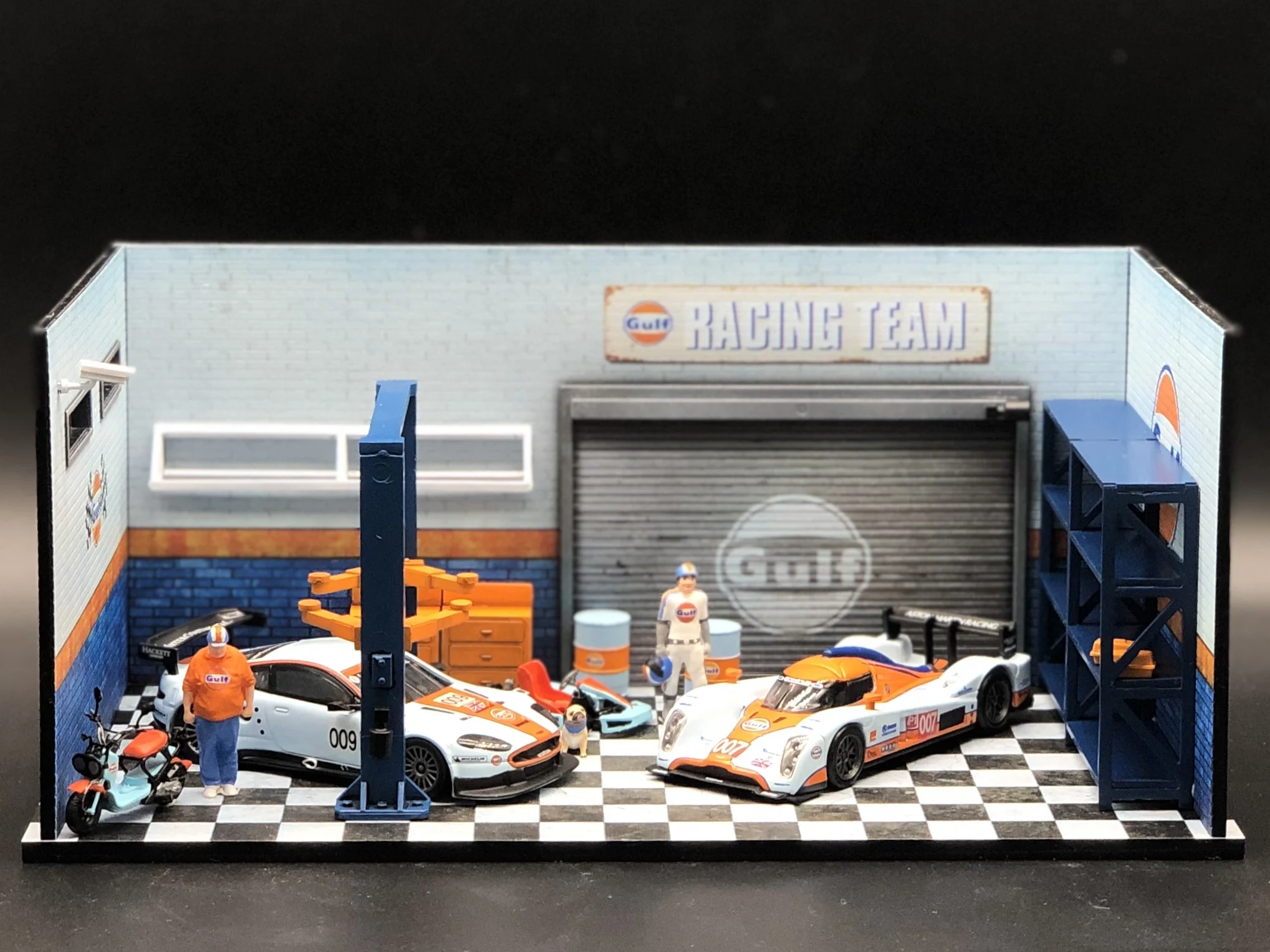 1-64-Scale-Diorama-RWB-GULF-LB-Garage-Repair-Shop-Car-Model-Parking-Lot ...