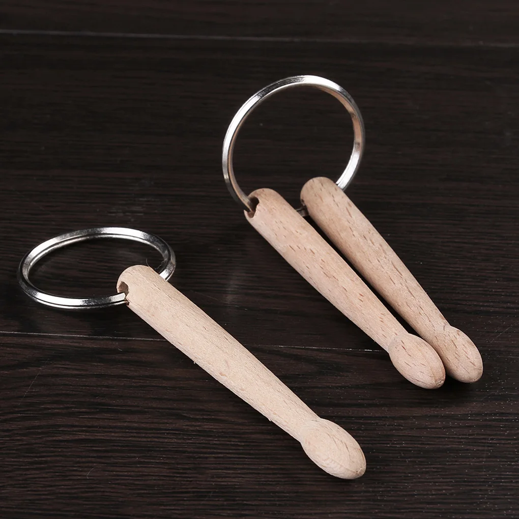 Portable Mini Wood Drumsticks Keychain Key Ring Chain Beech Drum Sticks ...