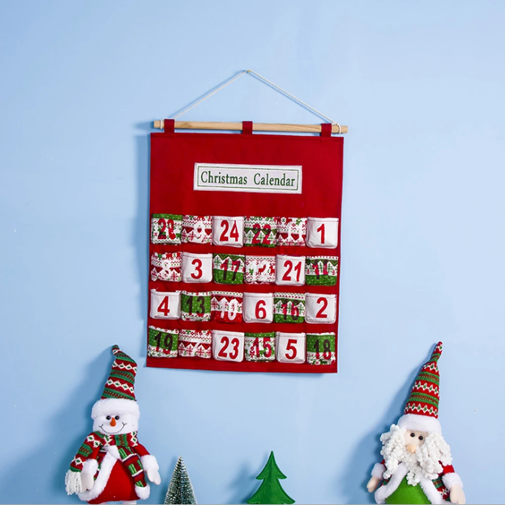 Countdown Calendar Storage Bag Christmas Decoration Printed Multi-layer ...