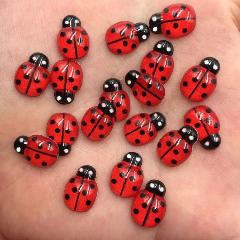 180pcs Resin Cute Colorful Beautiful Red Beetle Flat Back Rhinestone ...
