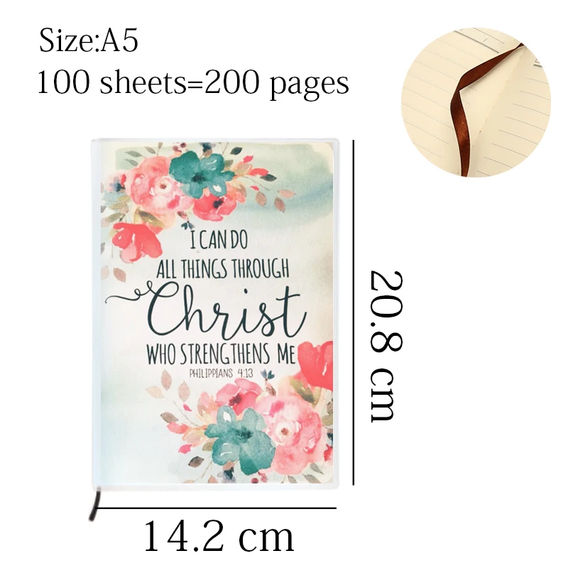 Floral A6 Notepad Philippians 4:13 Paper Paper & Party Supplies ...