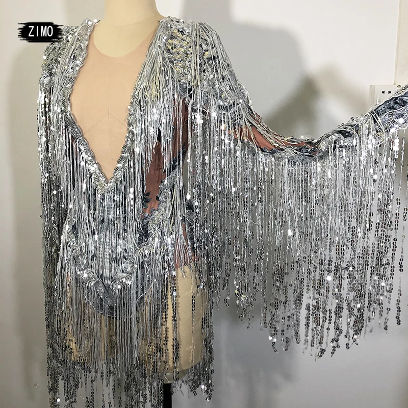 Body-brillante-con-flecos-y-lentejuelas-para-mujer-leotardo-sexy-para ...