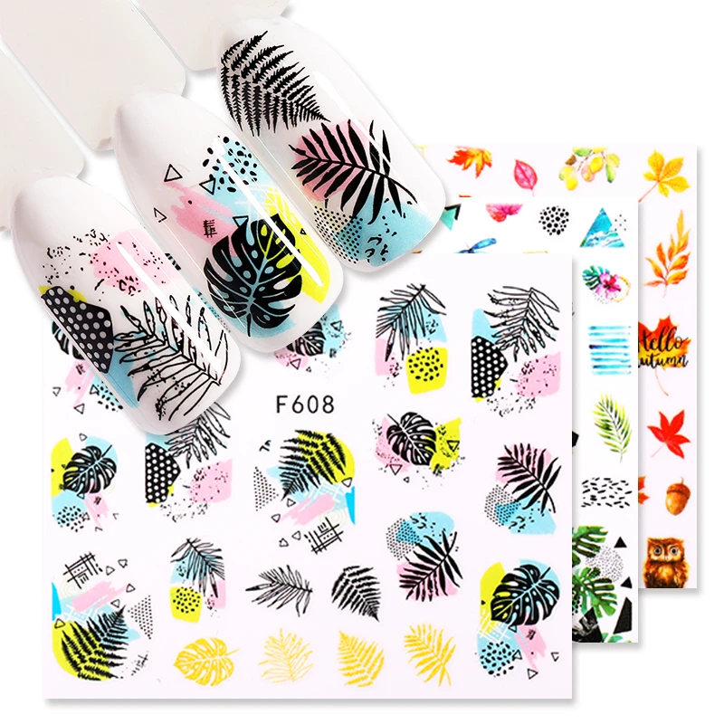 1 Sheet Nail Sticker Flower Leaves Slider Transfer Nail Stickers for ...