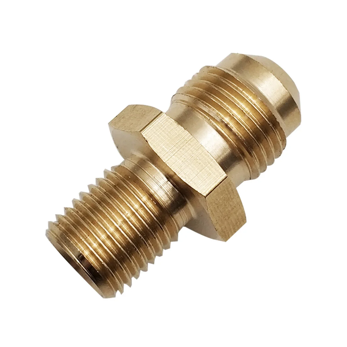 5/8"-18 UNF Male 3/8" Flare SAE x 1/4" BSPP Male Left Hand Coupler Connector Adapter Brass Pipe ...