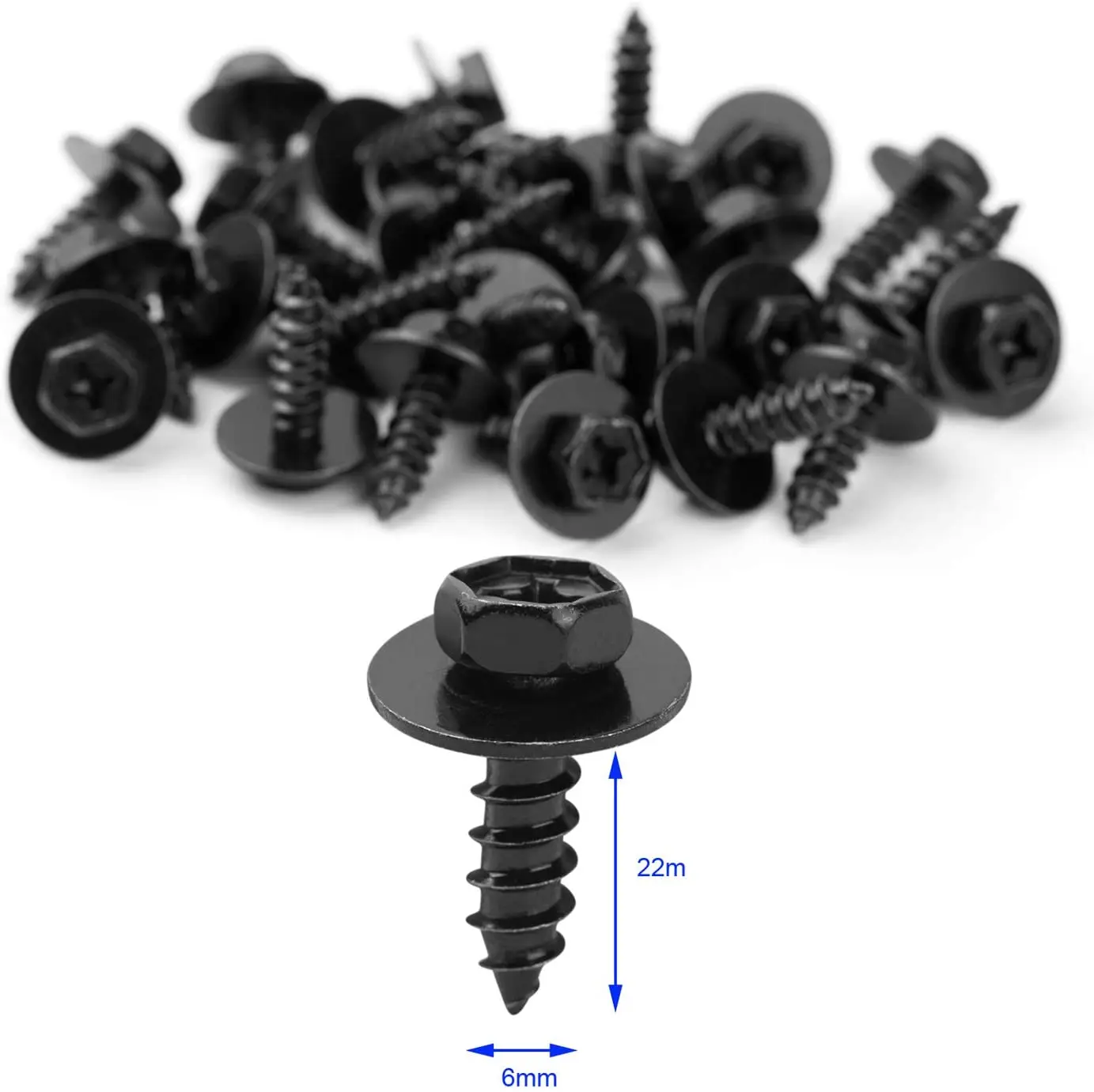 50-100-500pcs-BUMPER-TRUNK-FENDER-22mm-Long-Self-Tapping-Screw-Clips ...