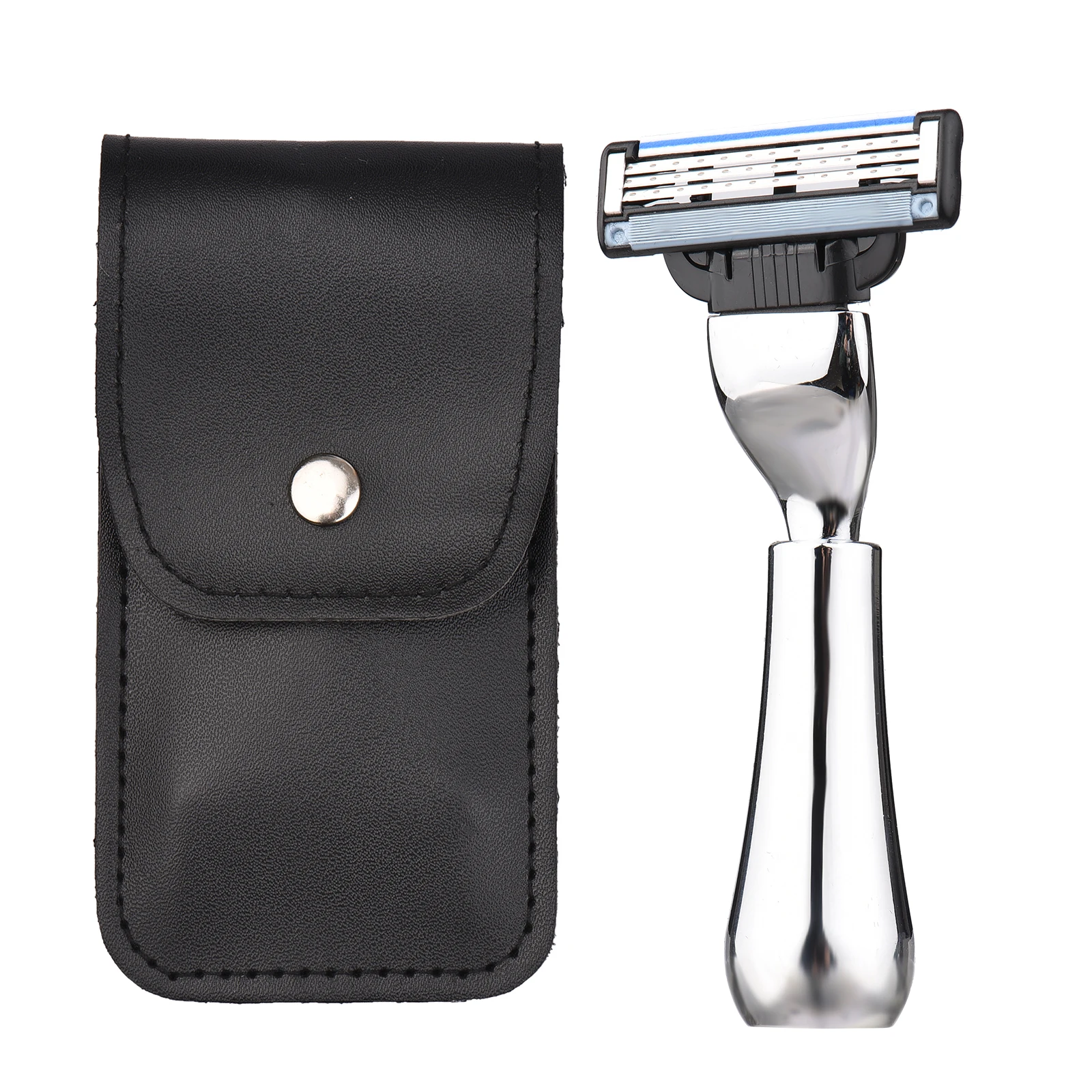 Shaving Razor with PU Storage Bag Safety Beard Razor Metal Mustache ...