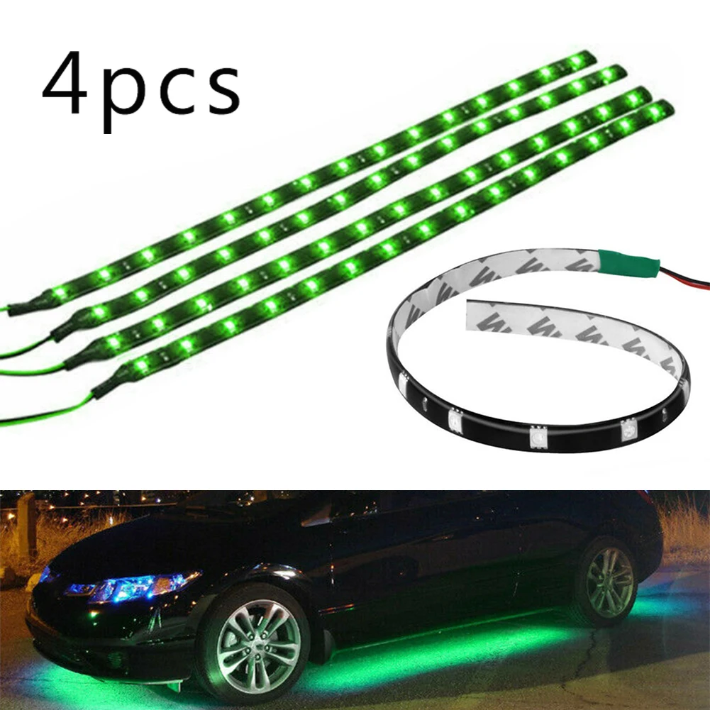 4pcs Green Led Light Strip 30cm 15smd Auto Motorcycle Atmosphere Lamp ...