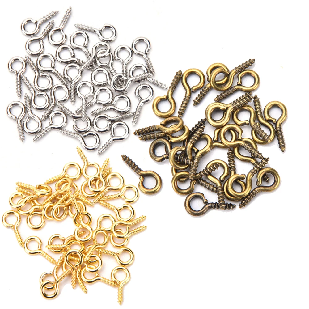 100pcs-8mm-10mm-Mini-Eye-Pins-Eyepins-Hooks-Eyelets-Screw-Threaded ...