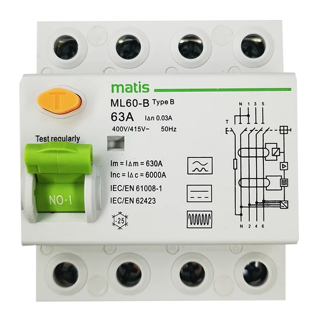 NEW Type B RCCB Earth Leakage Circuit Breaker RCD 4P 40A, 48% OFF