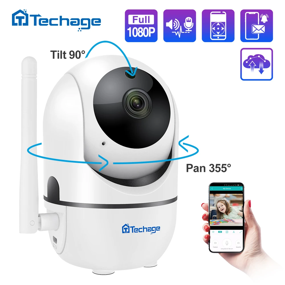 Techage 1080p P2p Cloud Wireless Ip Camera Auto Motion Tracking Video ...