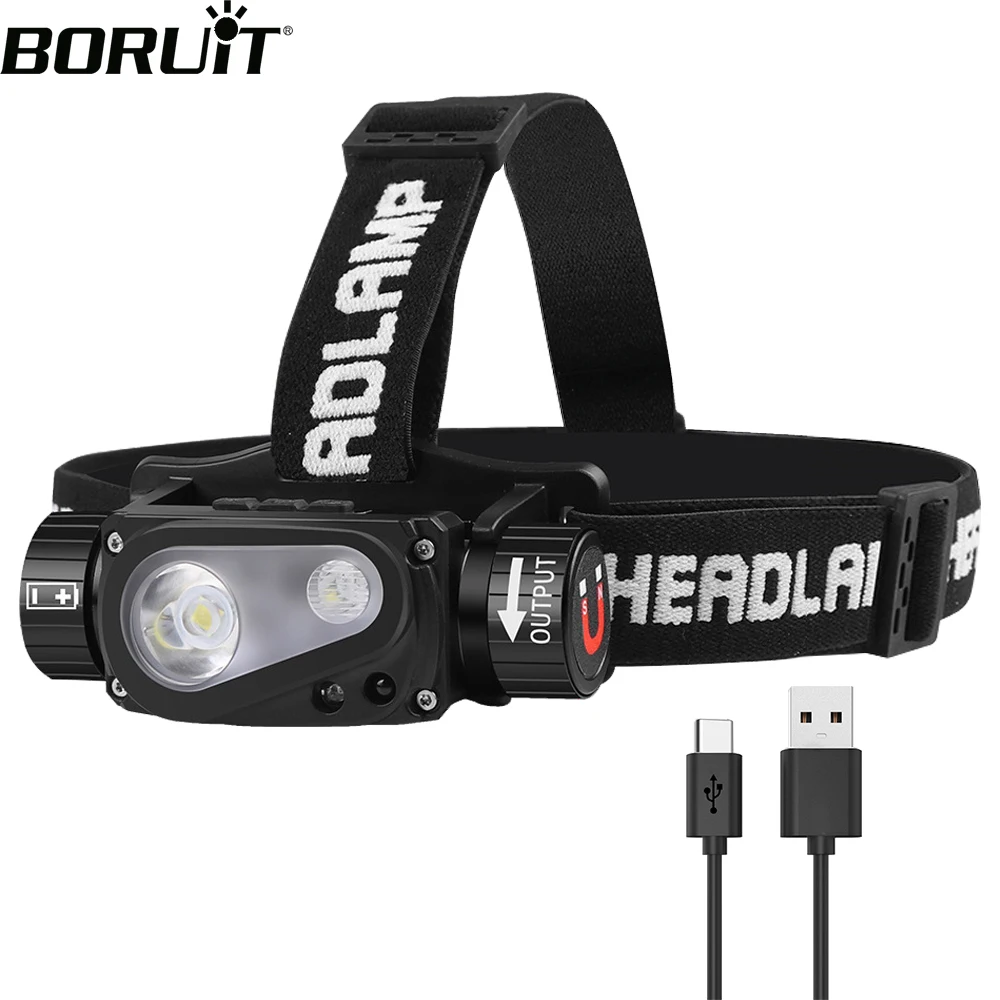 BORUiT-LED-Sensor-Headlamp-1000LM-USB-Type-C-Rechargeable-18650 ...