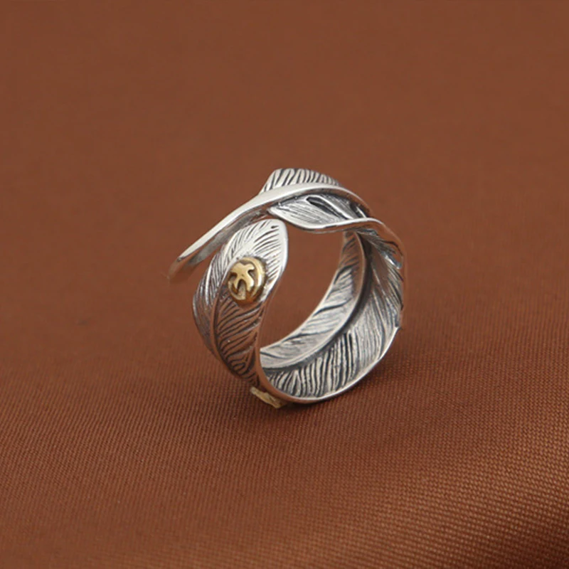 100% Pure 925 Sterling Silver Jewelry Takahashi Goros Feathers Ring ...