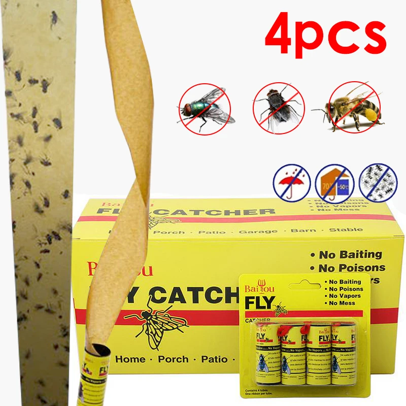 4 pçs pegajoso ant fly repelente papel eliminar moscas inseto bug casa ...