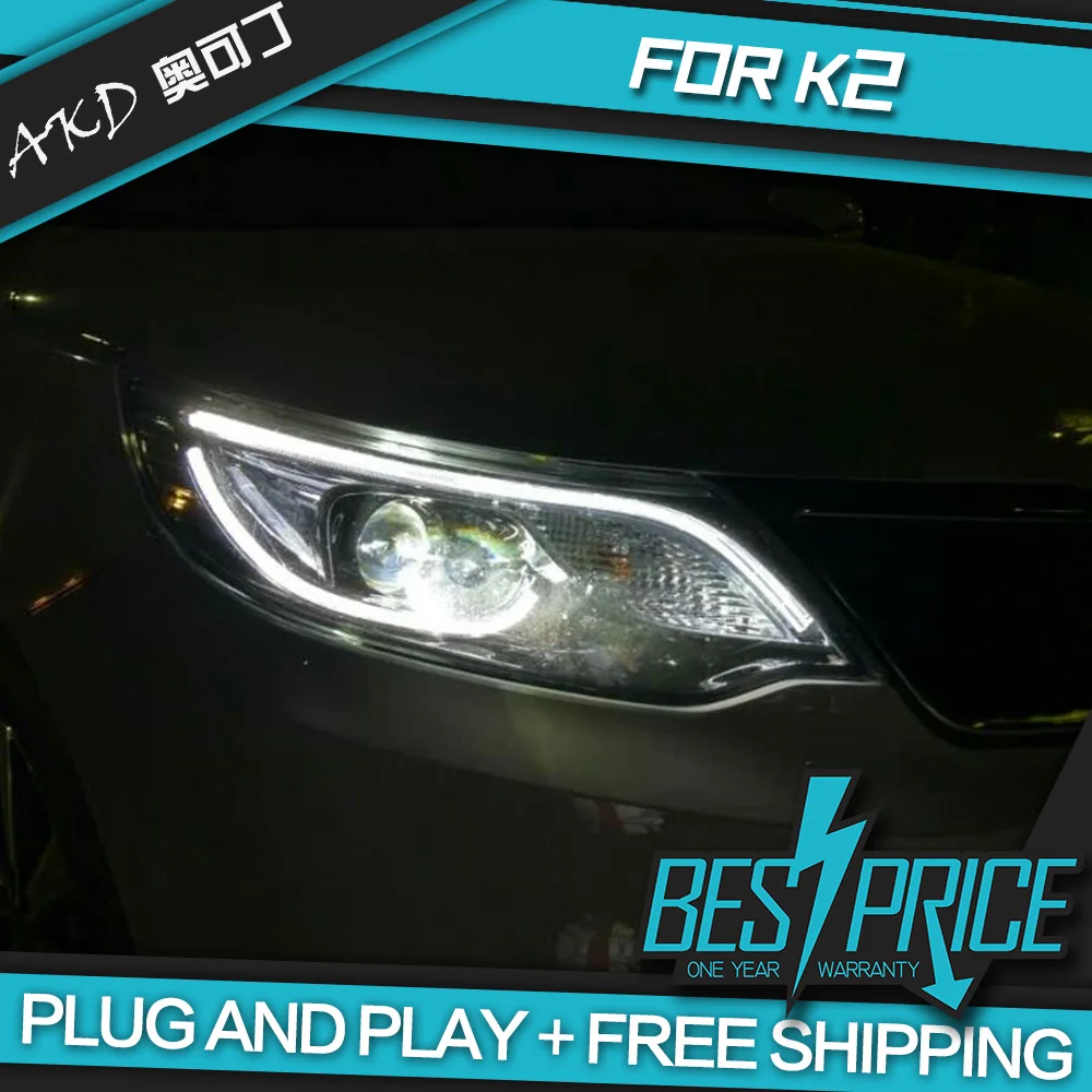 AKD-Cars-Styling-For-Kia-K2-Rio-2015-Headlights-LED-Running-lights-Bi ...