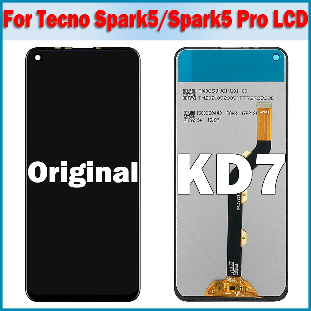Pantalla LCD táctil para teléfono móvil, digitalizador de 6,6 pulgadas para Infinix Tecno Spark ...