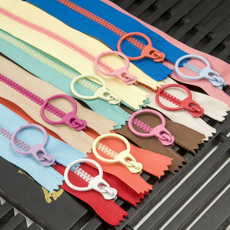 5PCS 15/20/25/30/35cm 3# Closed End Resin Zippers Pull Ring Zip Slider ...