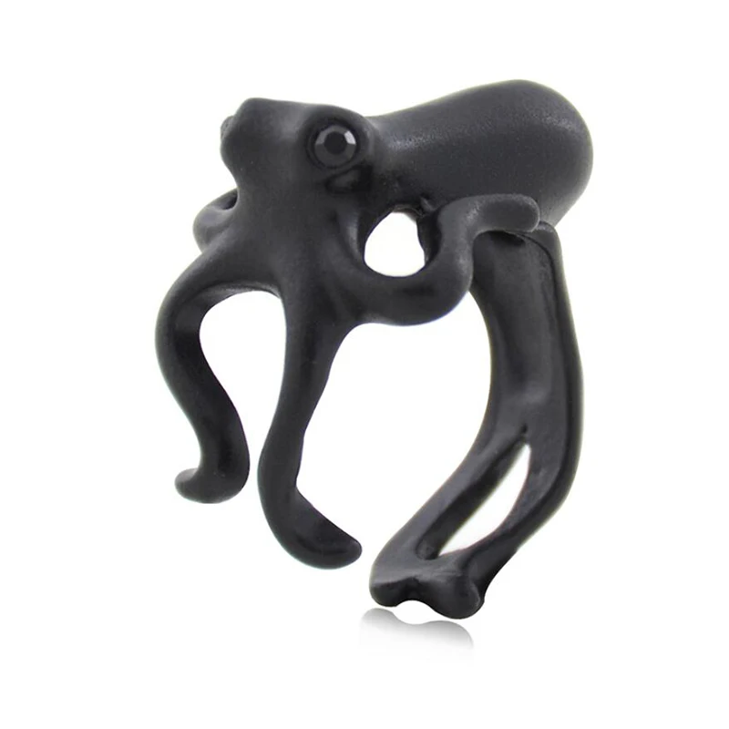 Vintage SIver Color Crystal Eye Octopus Rings For Women Hip Hop ...