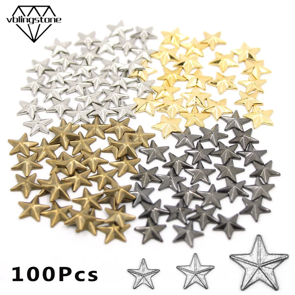 8/10/15mm Star Shape Hot Fix Stud 100pcs Hot Fix Rhinestuds Rivets On ...
