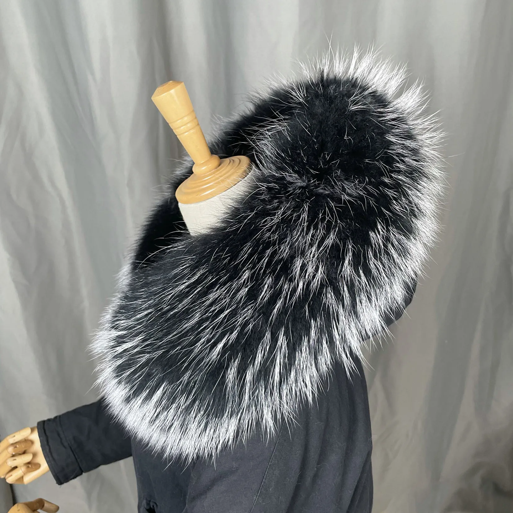 Real Raccoon Fur Collar Womens 100% Natural Fur Gray Collar Real Fur ...