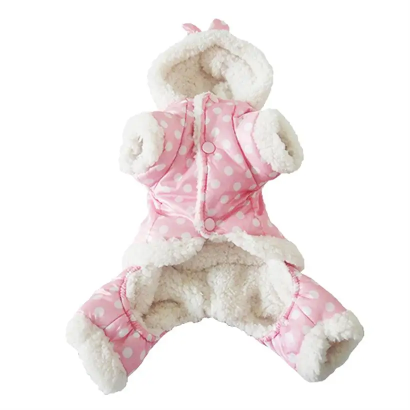 Small Dog Snowsuit Polka Dot Pattern Fleece Winter Coat For Girls Dogs ...