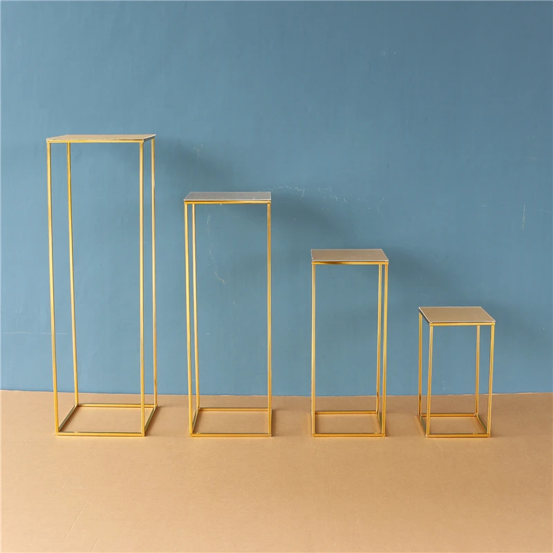 Wedding Centerpieces Gold Plated Cuboid Flower Stand Home Decoration ...