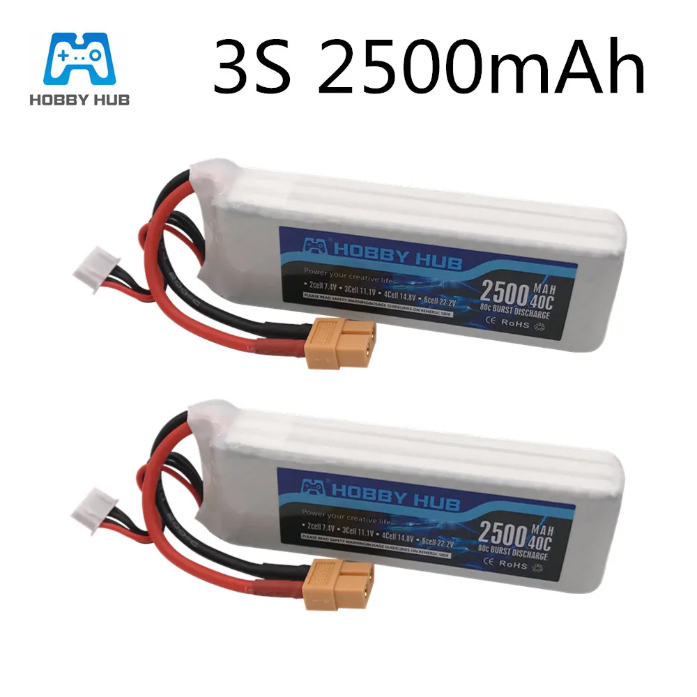 2pcs/lot Hobby Hub Battery 11.1v 2500mah 40c Battery For Drone Rc Car ...